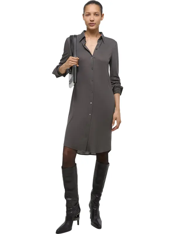 Helmut Lang Ribbed Shirt Dress - Graphite