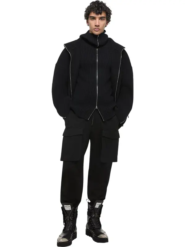 Helmut Lang Double-faced Cocoon Zip-up Jacket - Black