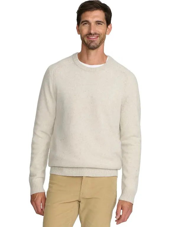 LANDS' END Long Sleeve Lambswool Crewneck Sweater - Light Stone Fleck
