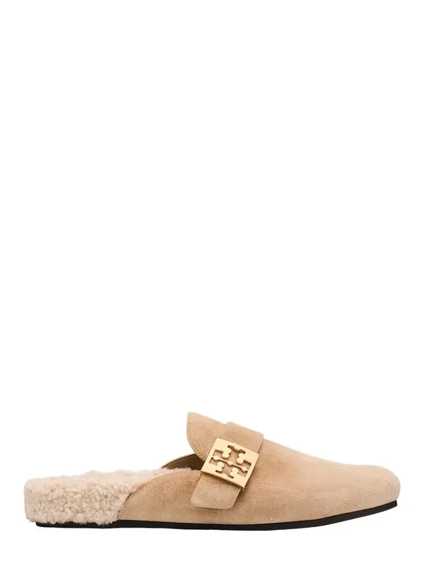 Tory Burch Mellow Suede Shearling Loafer Mules - Noisette  Taupe