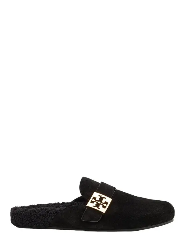 Tory Burch Mellow Suede Shearling Loafer Mules - Perfect Black  Perfect Black