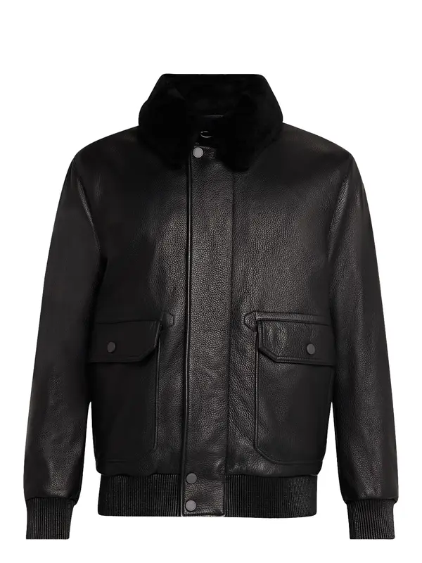 Brioni Soft Grained Deerskin Bomber Jacket - Black