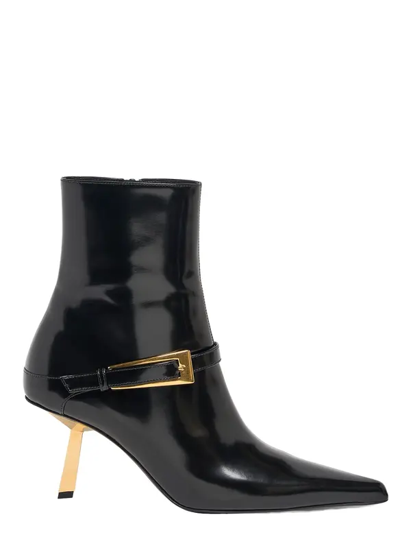 Saint Laurent Lee Buckle Stiletto Booties - Nero