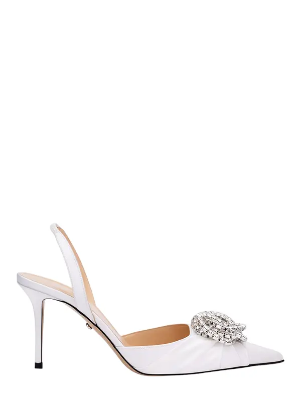 Mach & Mach Galaxy Crystal-embellished Slingback Pumps - White