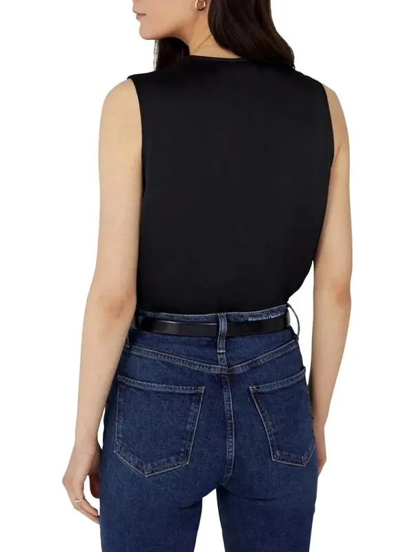 FAVORITE DAUGHTER The Date Sleeveless Satin Bodysuit - Black