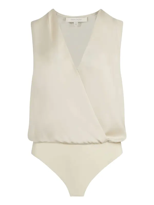 FAVORITE DAUGHTER The Date Sleeveless Satin Bodysuit - Ivory
