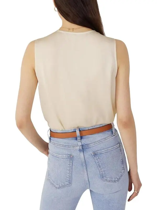 FAVORITE DAUGHTER The Date Sleeveless Satin Bodysuit - Ivory