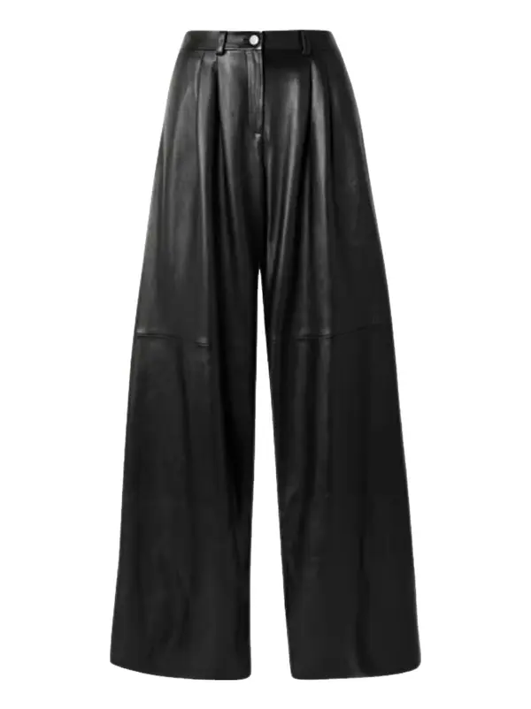 Magda Butrym Pleated Wide-leg Leather Pants - Black