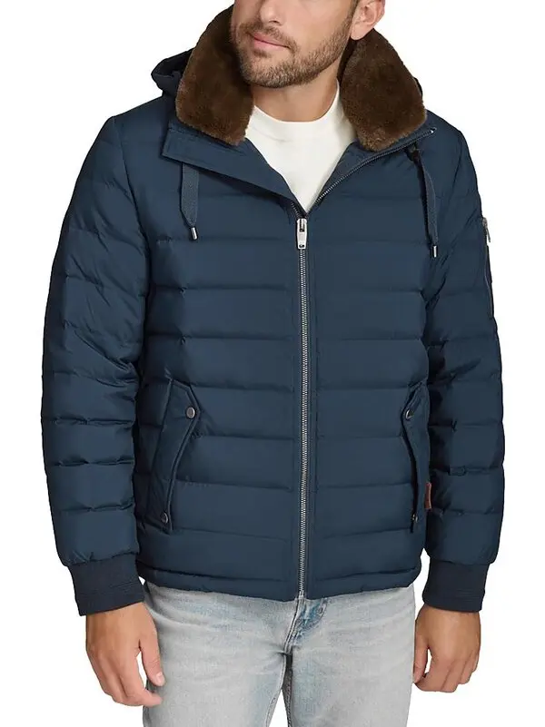 Andrew Marc Loxton Faux Fur Collar Quilted Down Jacket - Ink