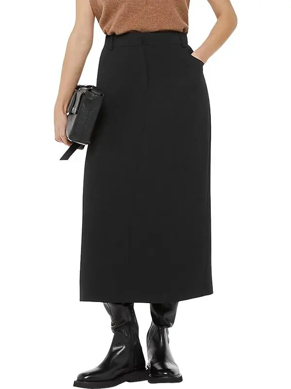 Whistles Petite Abigail Tailored Midi Skirt - Black
