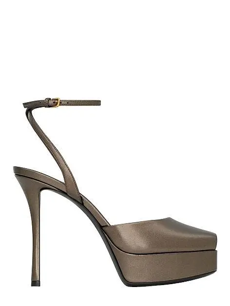 Saint Laurent La Scandale Platform Sandals - Metal Brown