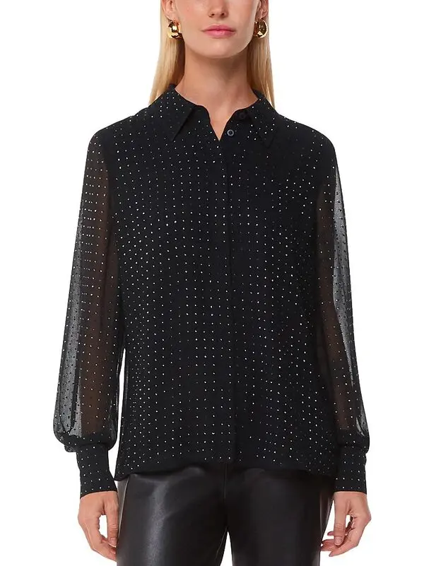 Whistles Hot Fix Sheer Shirt - Black