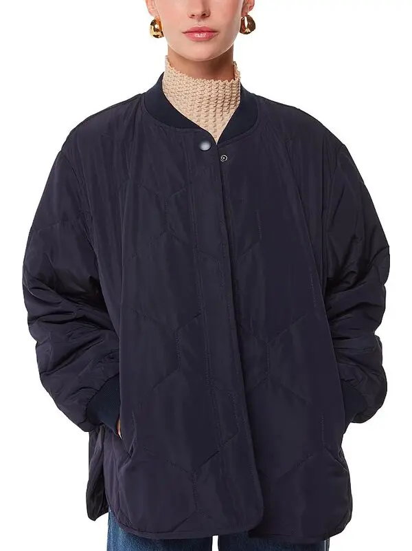 Whistles Ida Short Quilted Coat - Navy