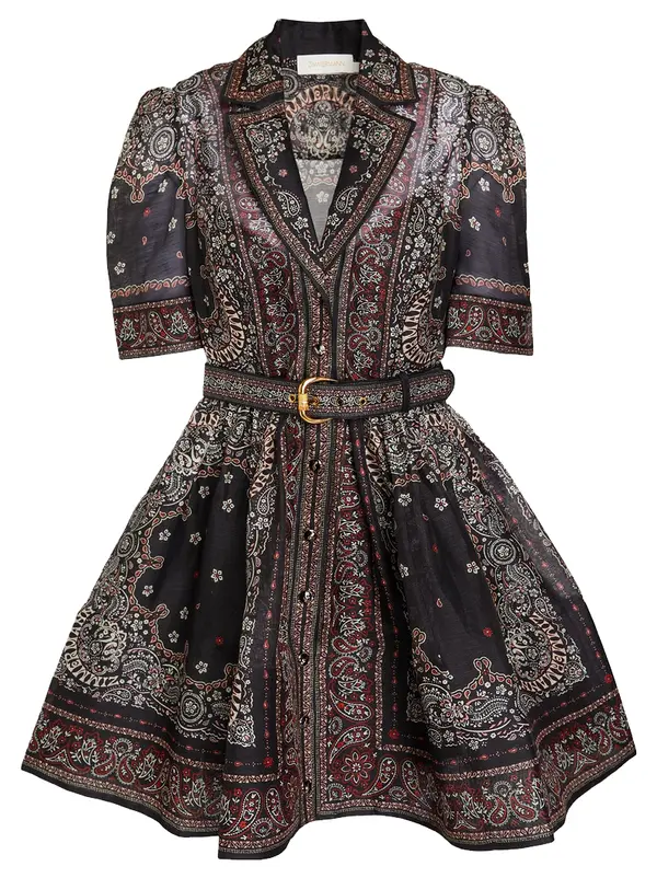Zimmermann Paisley-print Mini Shirt Dress - Black