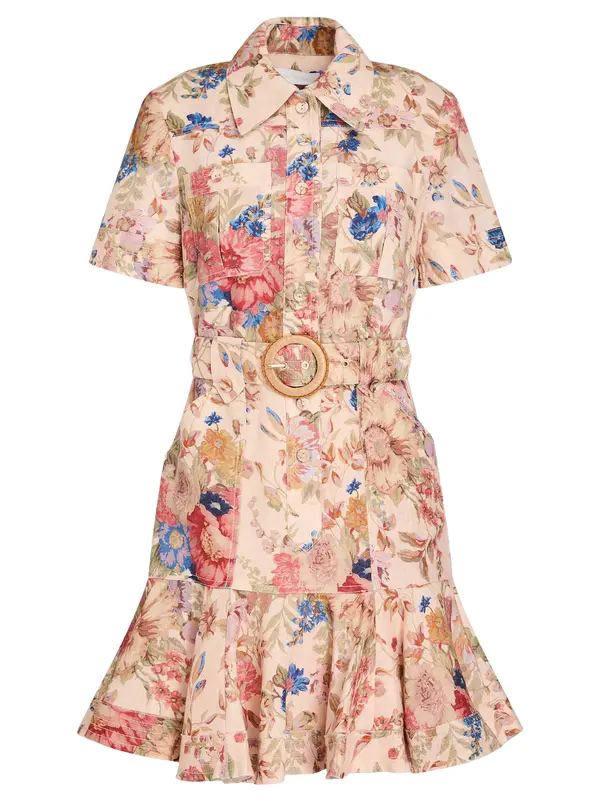 Zimmermann Floral-print Linen Mini Dress - Multicolor