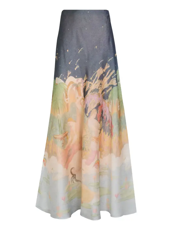 Zimmermann Printed Silk-organza Maxi Skirt - Multicolor