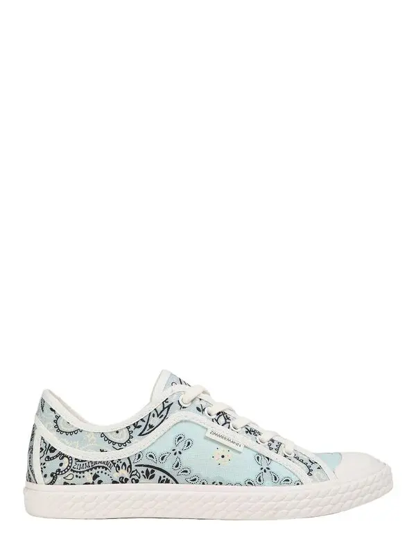 Zimmermann Floral-print Linen Sneakers - Sky Blue