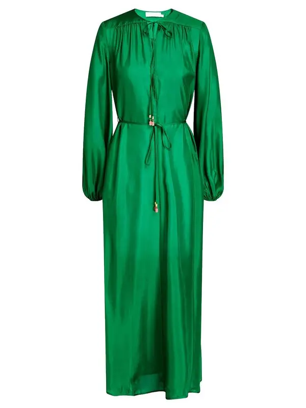 Zimmermann Belted Silk Maxi Dress - Green