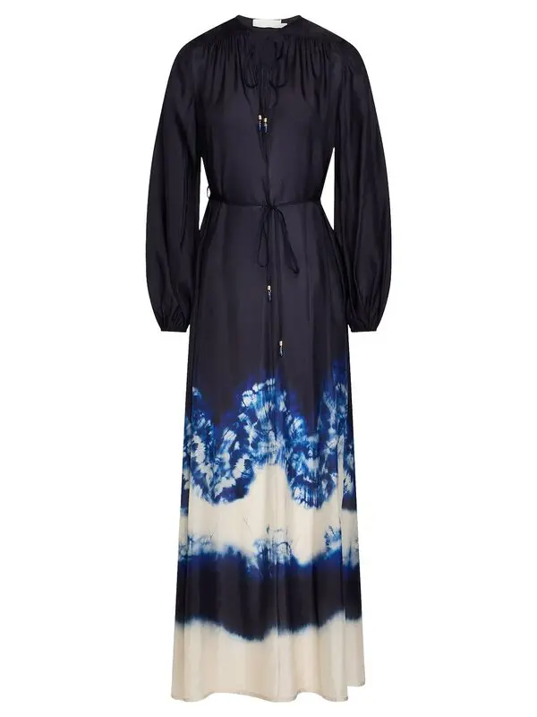 Zimmermann Tiedye Silk-habotai Maxi Dress - Navy