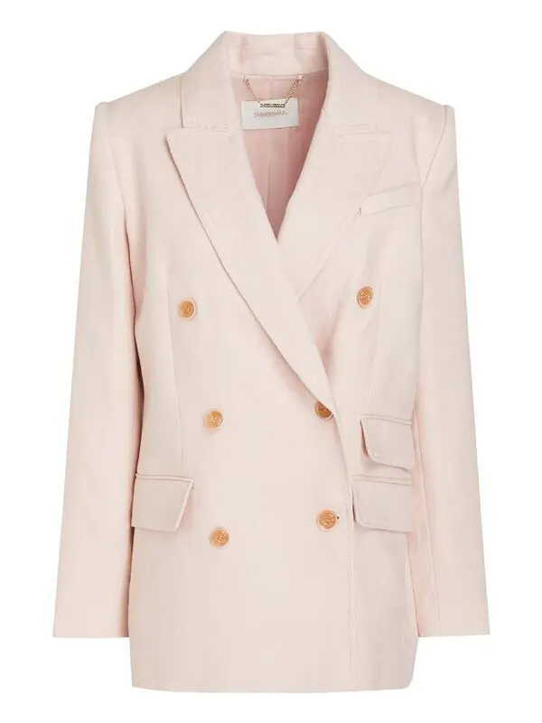 Zimmermann Linen Double-breasted Blazer - Blush