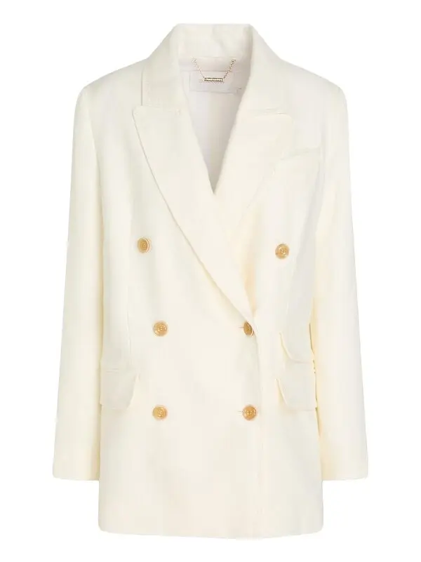 Zimmermann Linen Double-breasted Blazer - Ivory