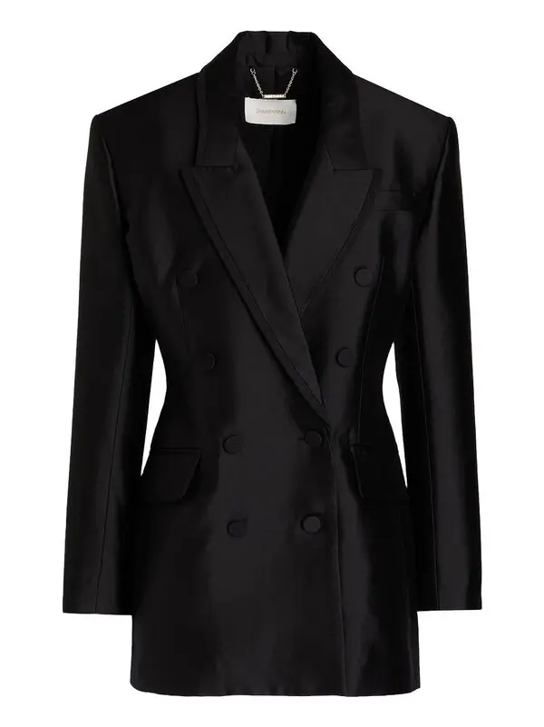 Zimmermann Wool And Silkblend Tuxedo Dress - Black