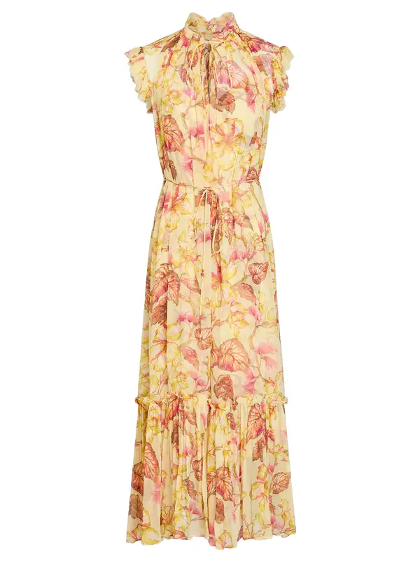 Zimmermann Floral-print Crepon Midi Dress - Yellow