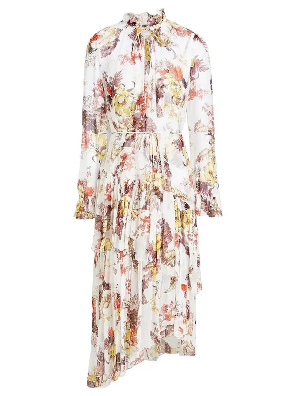 Zimmermann Tiered Printed Crepon Midi Dress - Off-white