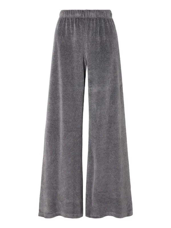 Suzie Kondi Zephyra Cotton-blend Velour Wide-leg Pants - Gray