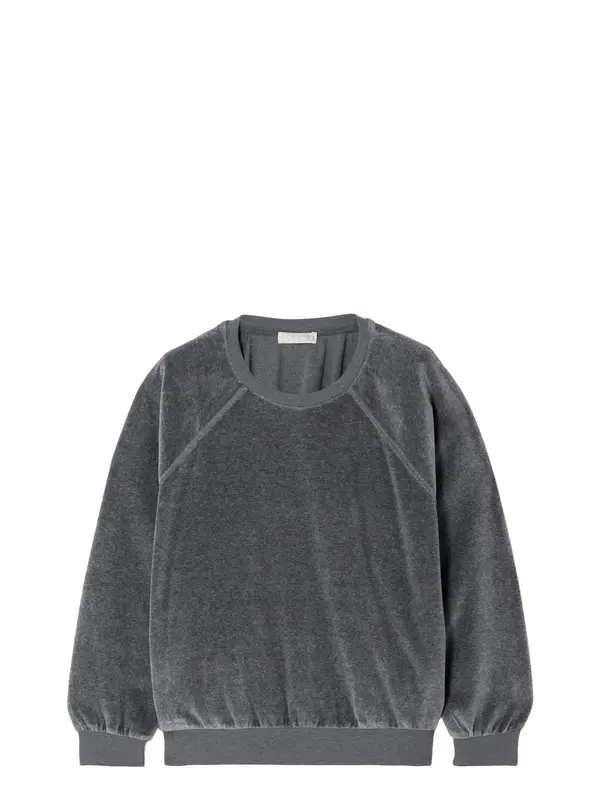 Suzie Kondi Cotton-blend Velour Sweater - Gray