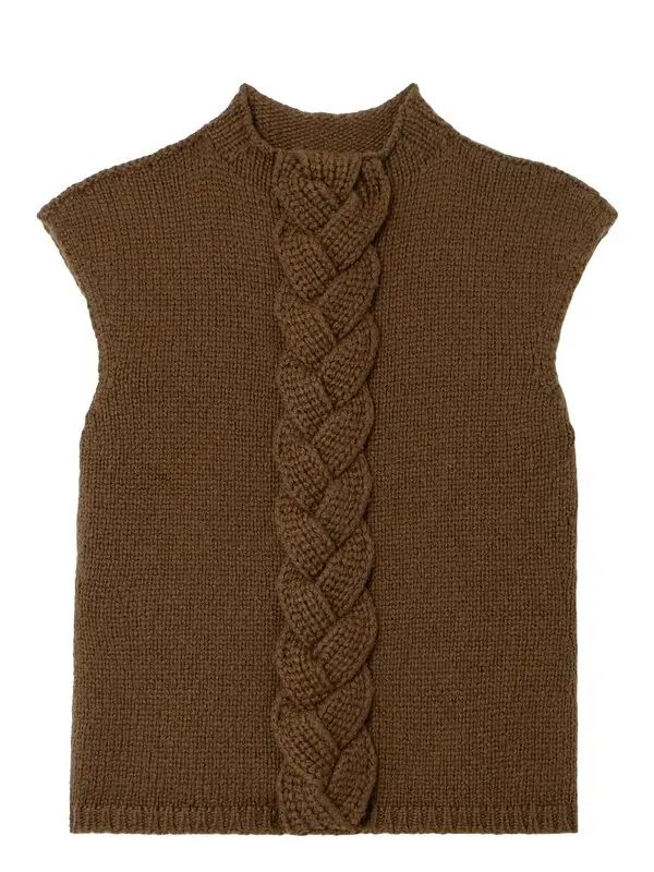 LEMAIRE Cable-knit Wool-blend Vest - Brown