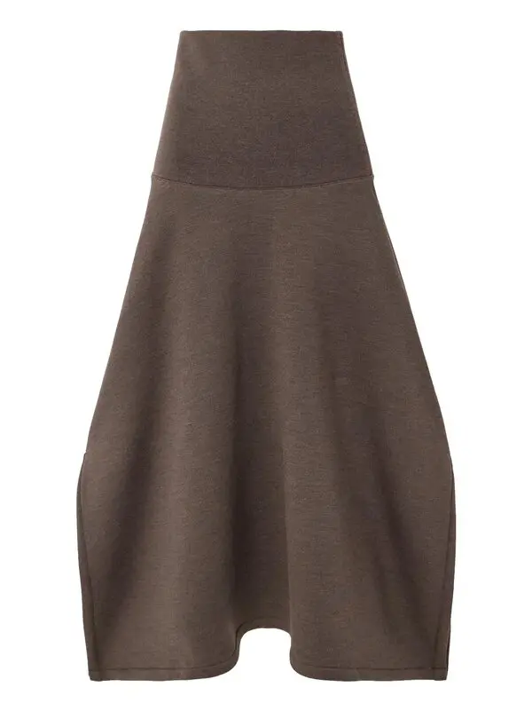 LEMAIRE Wool And Cotton-blend Jersey Midi Skirt - Brown