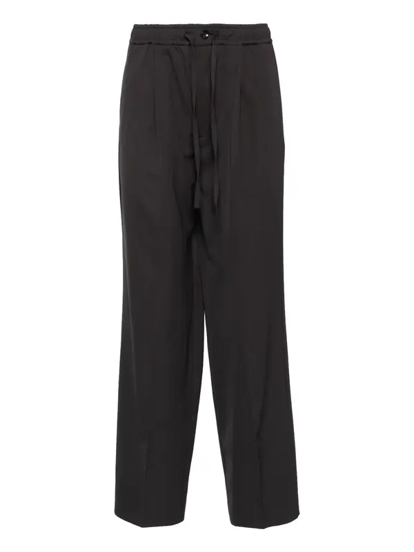 Attachment Drawstring-waistband Wool Trousers - Black