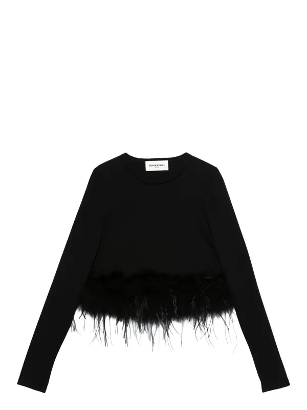 Sonia Rykiel Paris Feather-trim Top - Black