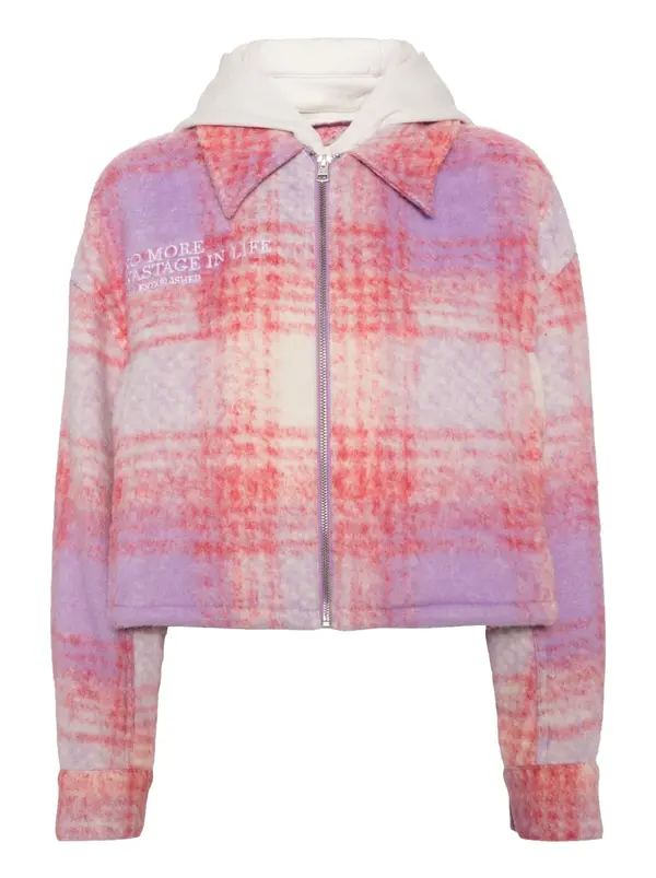 Izzue Checked Hooded Jacket - Pink