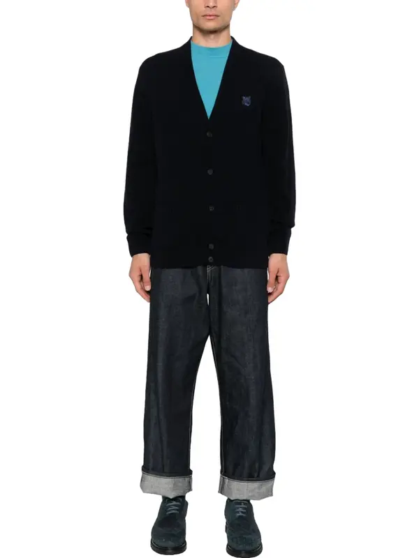 Maison Kitsuné Bold Fox Head-patch Cardigan - Blue