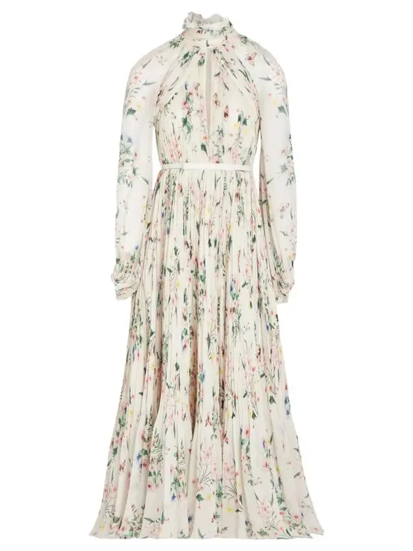 Giambattista Valli Botanical Draped Maxi Dress - White