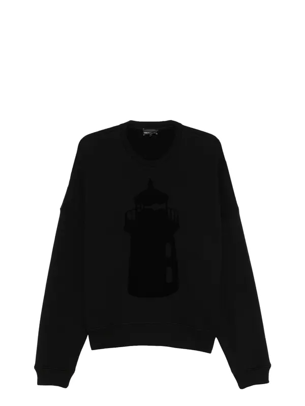 Emporio Armani Flocked-motif Sweatshirt - Black