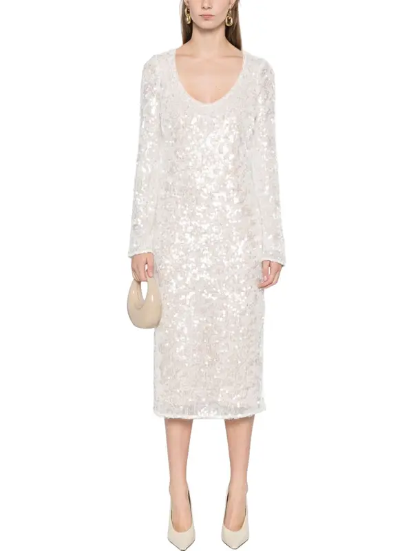Patrizia Pepe Sequin-embellished Midi Dress - White