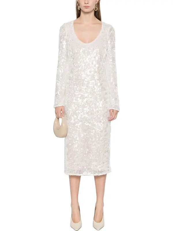 Patrizia Pepe Sequin-embellished Midi Dress - White