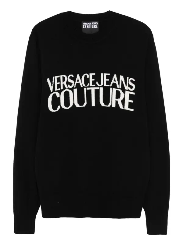 Versace Logo-intarsia Sweater - Black