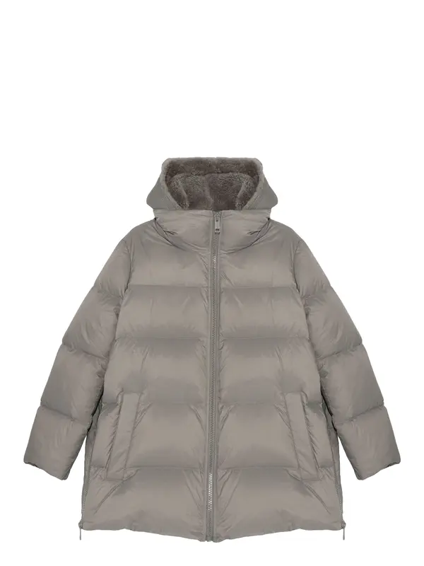 YVES SALOMON Hooded Puffer Jacket - Grey