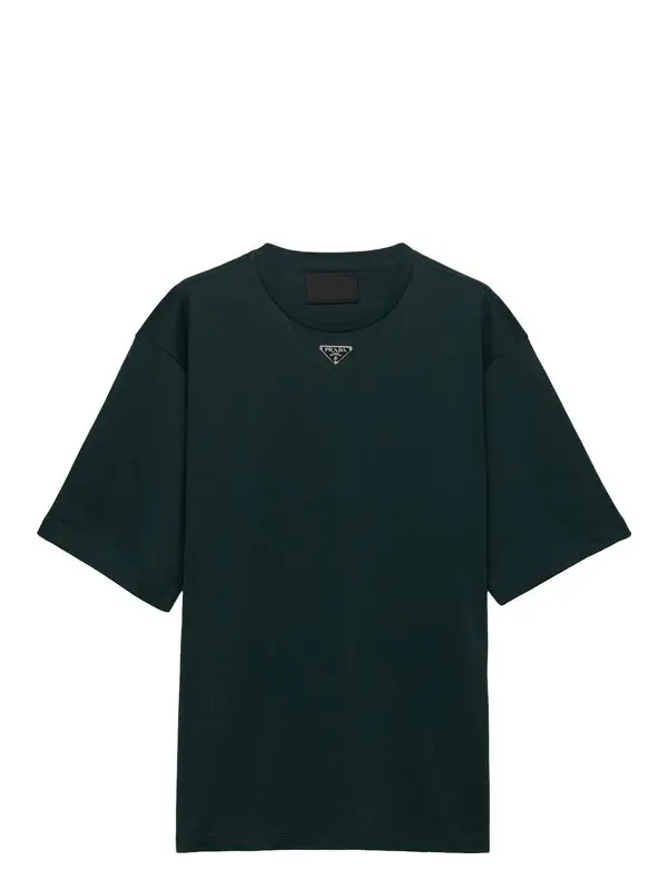 Prada Triangle Logo Cotton T-shirt - Green