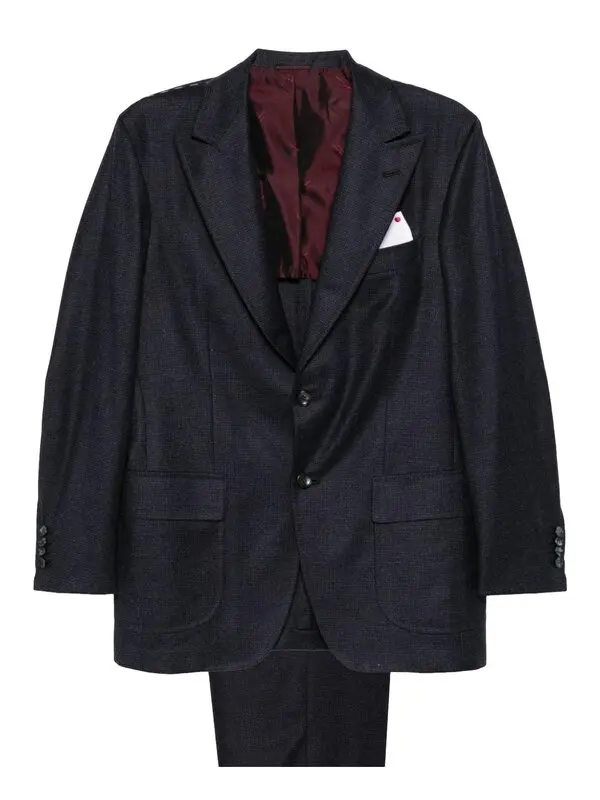 Kiton Checkered Suit - Blue