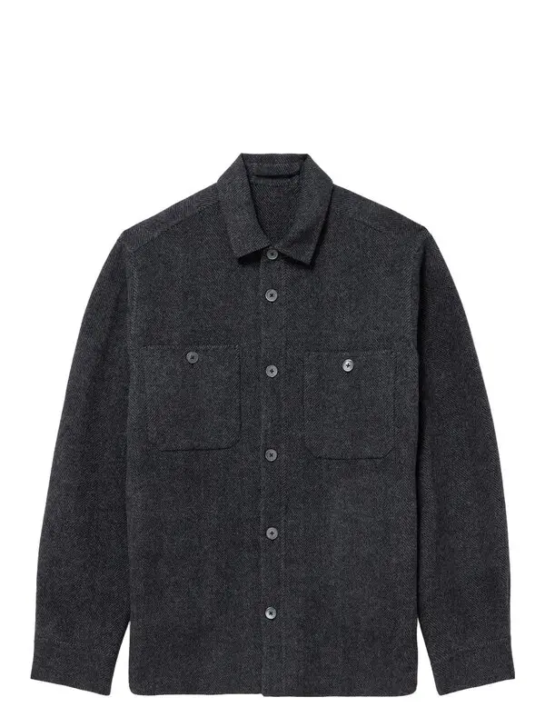 Mr P. Herringbone Wool And Cashmere-blend Flannel Overshirt - Gray