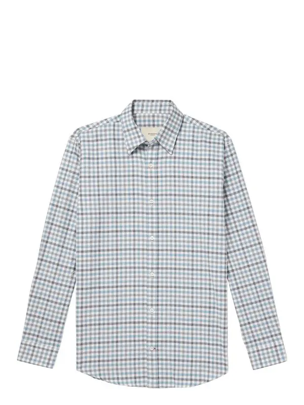 Purdey Checked Cotton-flannel Shirt - Blue