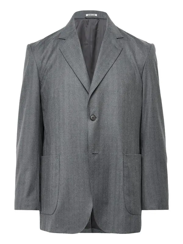 Auralee Unstructured Pinstriped Wool-blend Twill Suit Jacket - Gray