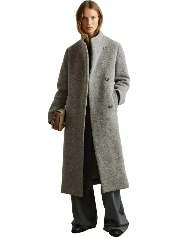 REISS Dahlia Knitted Coat - Grey