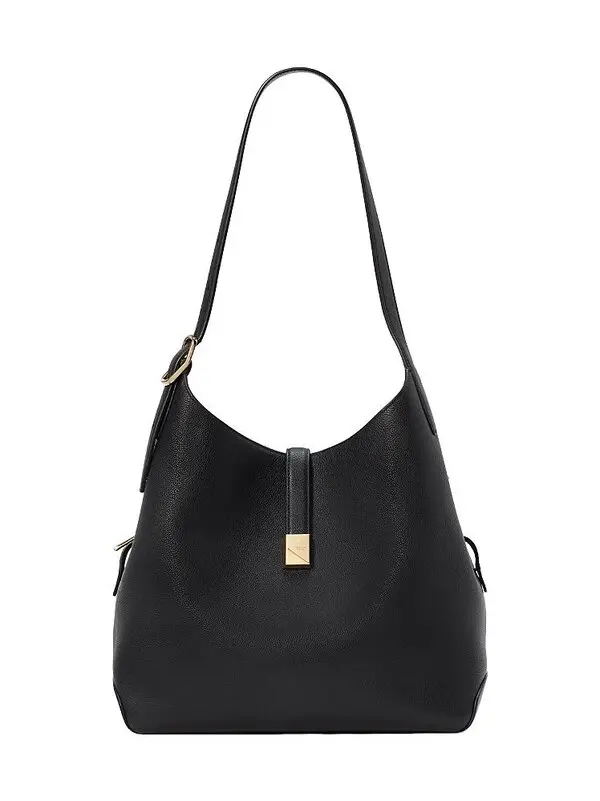 Kate Spade New York Deco Pebbled Leather Medium Shoulder Bag - Black