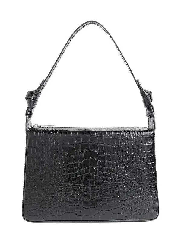 Whistles Erica Croc Embossed Leather Shoulder Bag - Black